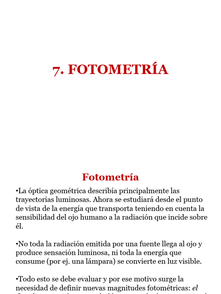 02 07 Fotometría | PDF | Metrología | Encendiendo