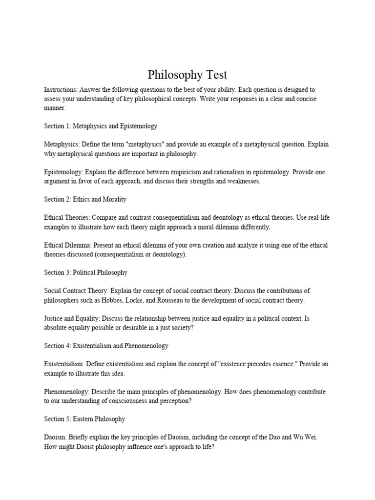 Philosophy Test | Download Free PDF | Metaphysics | Phenomenology ...
