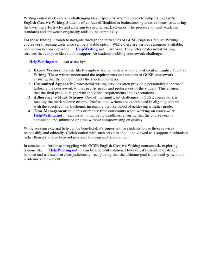 Gcse English Creative Writing Coursework Mark Scheme | PDF