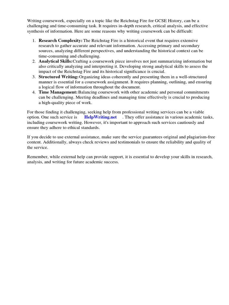 Gcse History Coursework Reichstag Fire | PDF | Adolf Hitler | Nazi Germany