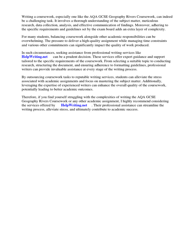 Aqa Gcse Geography Rivers Coursework | Download Free PDF | River | Expert
