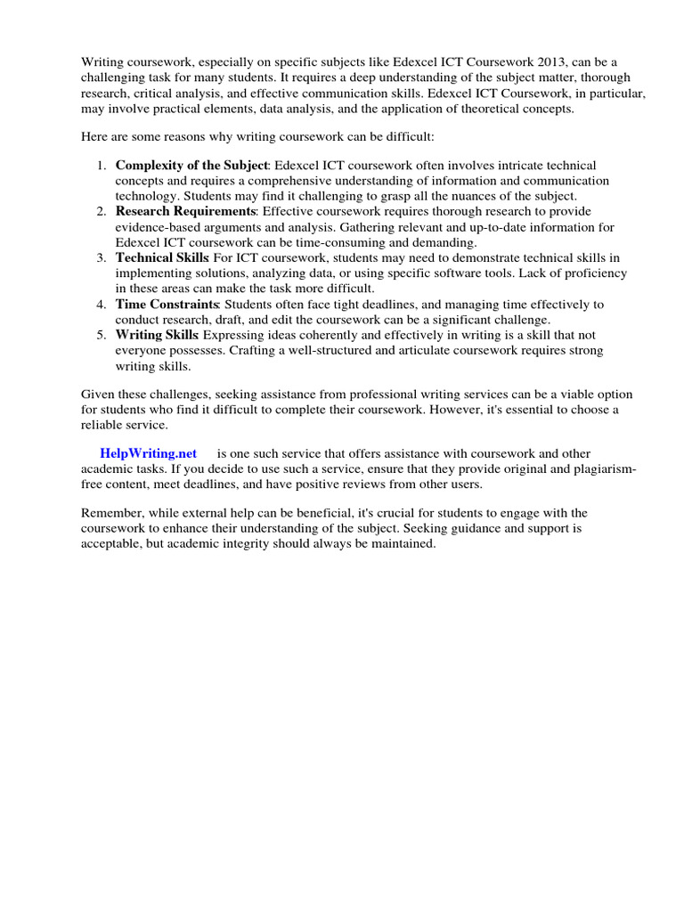 Edexcel Ict Coursework 2013 | PDF | Educational Technology ...