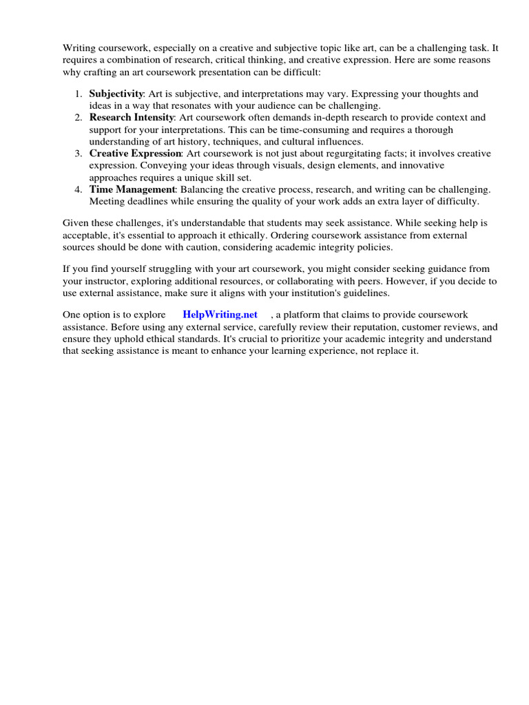 Art Coursework Presentation Ideas | PDF