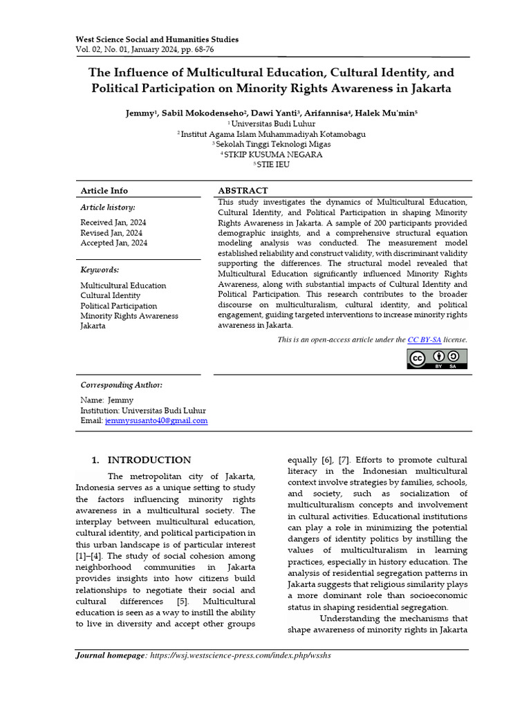 The Influence of Multicultural Education, Cultural Identity, and ...