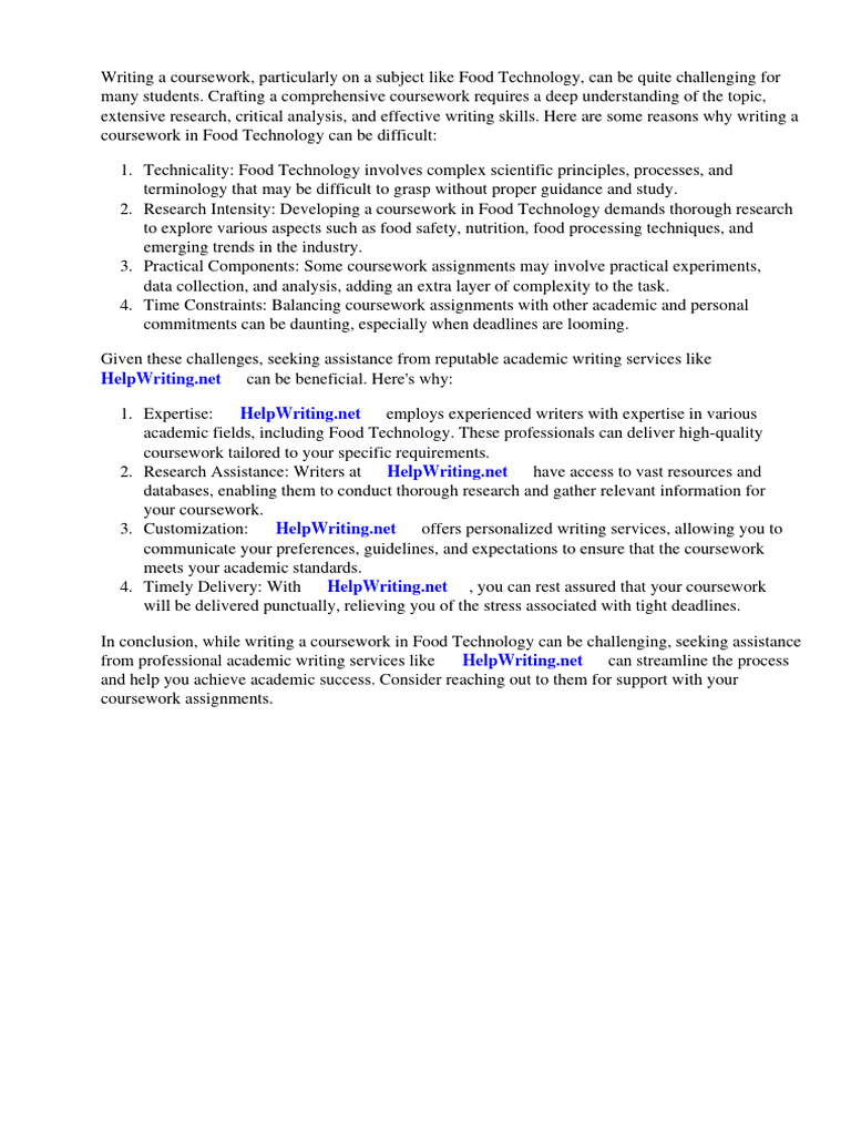 Food Technology Coursework Exemplar | PDF | Dieting | Microorganism