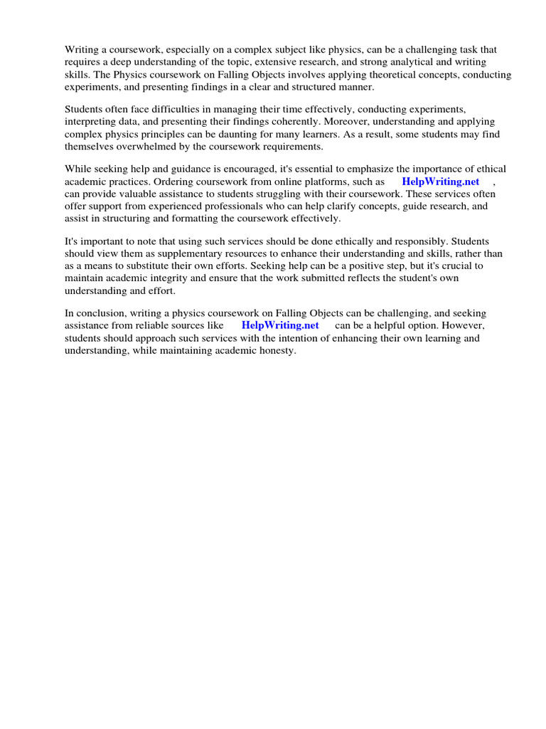Physics Coursework Falling Objects | PDF | Acceleration | Force Physics Coursework Falling Objects | PDF | Acceleration | Force