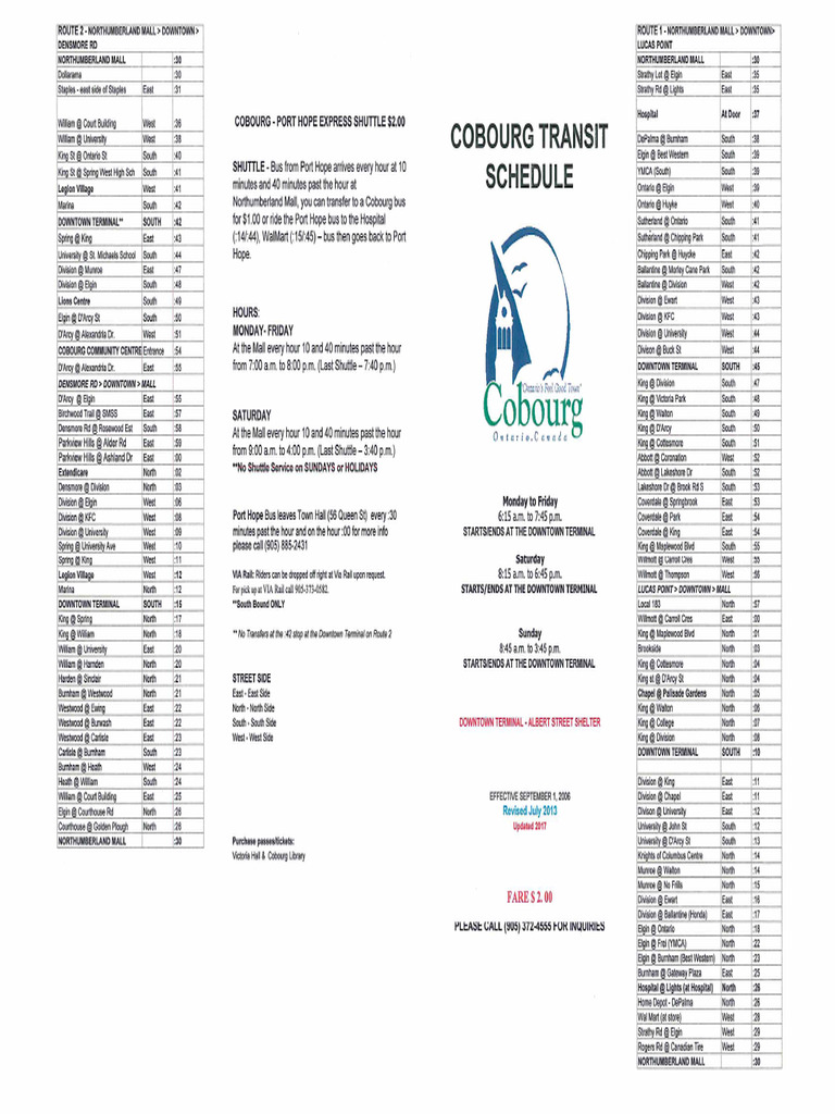 2017 Transit Schedule - Shuttle Changes | PDF