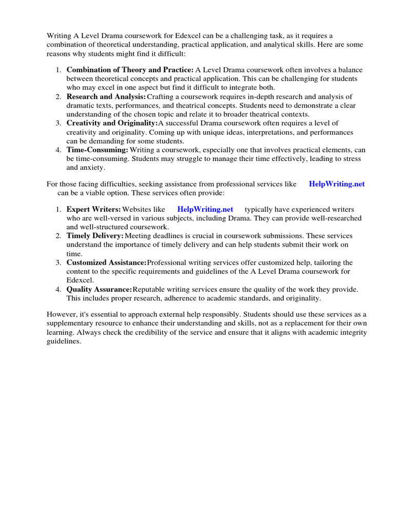 A Level Drama Coursework Edexcel | PDF | Creativity | Teachers