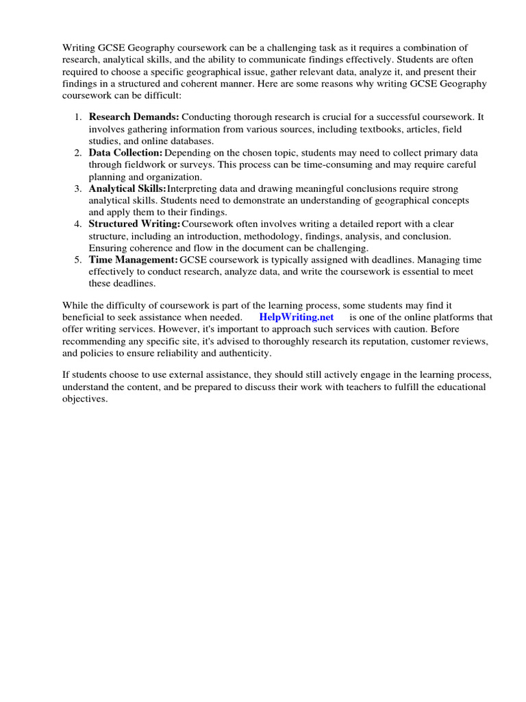 Gcse Geography Coursework | PDF