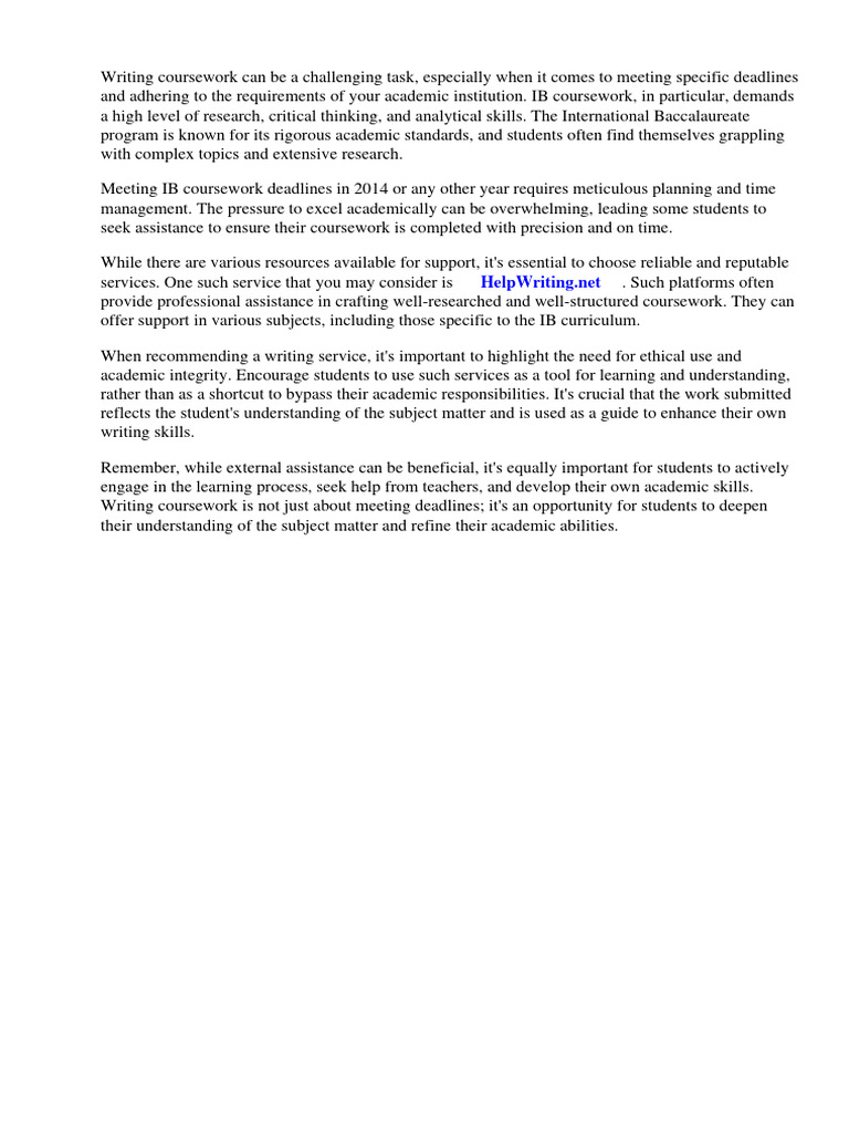 Ib Coursework Deadlines 2014 | PDF | Schools | Learning
