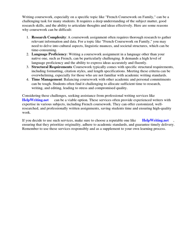 French Coursework Family | PDF | Vocabulary | Educational Technology