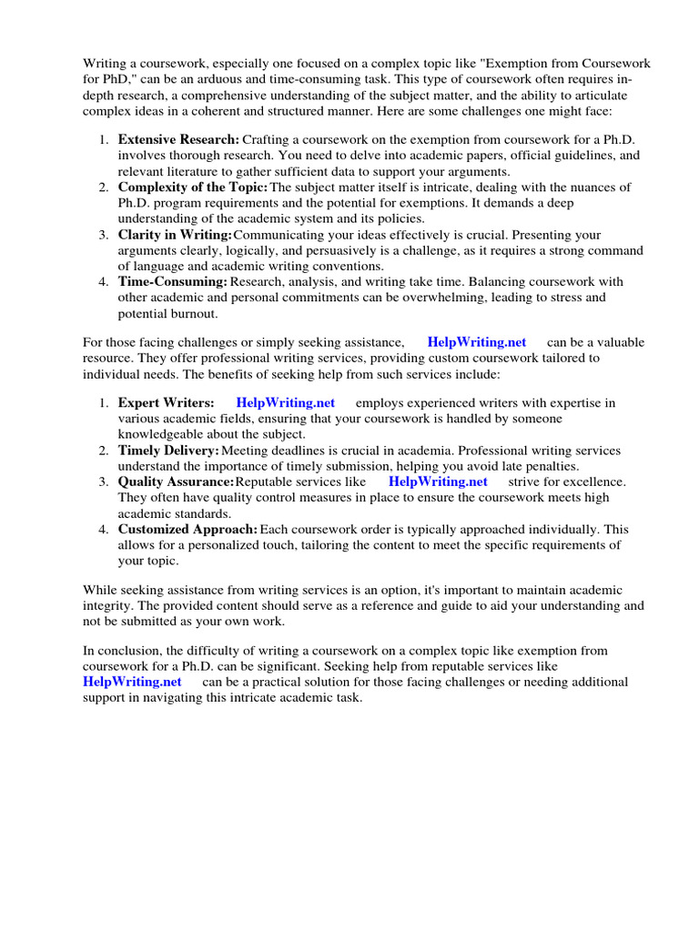Exemption From Coursework For PHD | PDF | Doctor Of Philosophy ...
