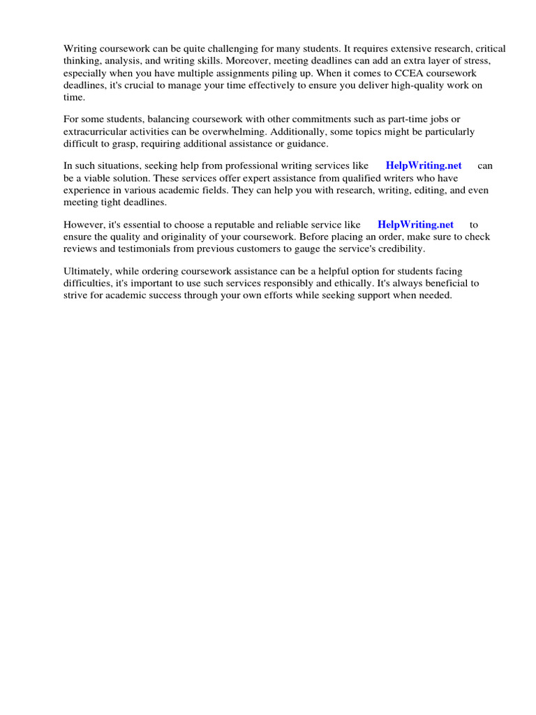 Ccea Coursework Deadlines | PDF