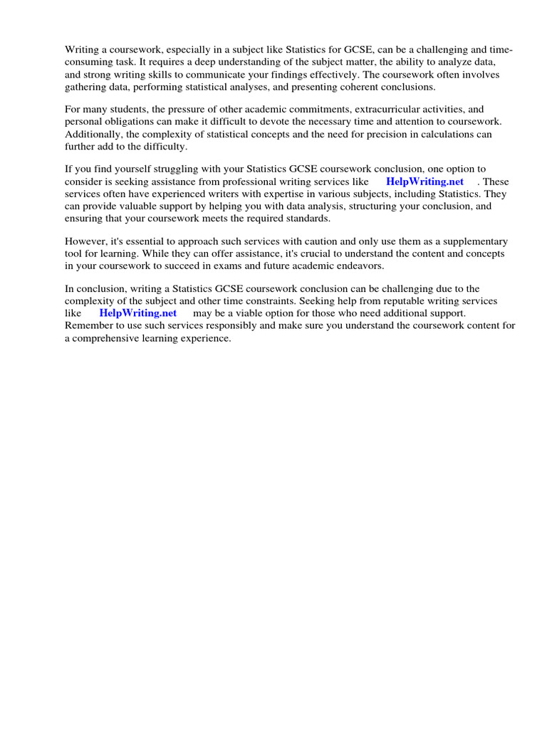 Statistics Gcse Coursework Conclusion | PDF