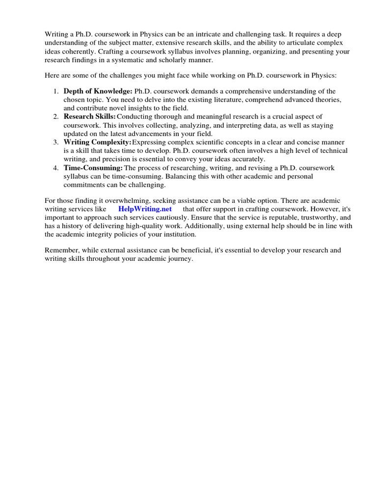 PHD Coursework Syllabus Physics | PDF | Physics | Electrical Resistivity And Conductivity