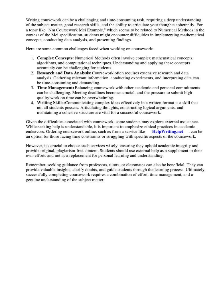 NM Coursework Mei Example | PDF | Thought | Data