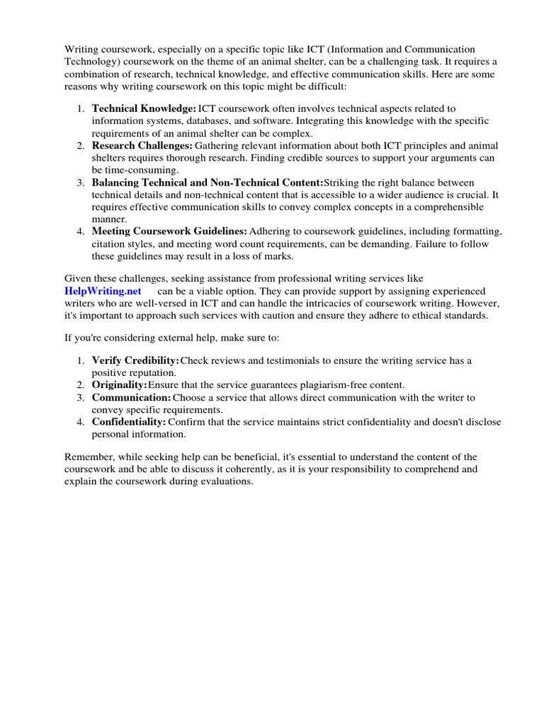 Ict Coursework Animal Shelter | PDF | Communication | Zoo