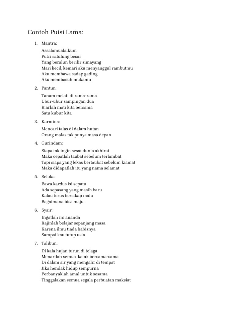 Contoh-Contoh Puisi | PDF