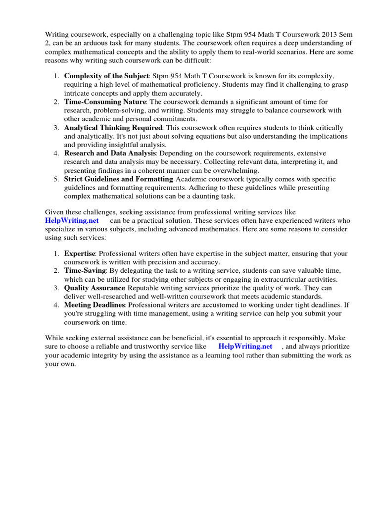 STPM 954 Math T Coursework 2013 Sem 2 | PDF | Mathematics | Methodology