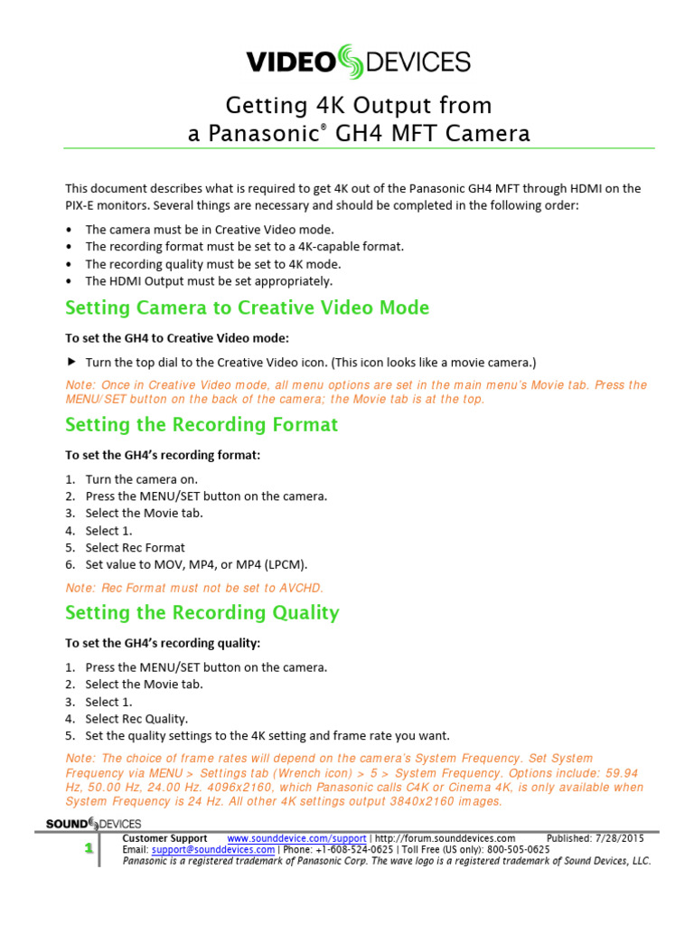 PIX E 4K Panasonic GH4MFT | PDF | Hdmi | Imaging