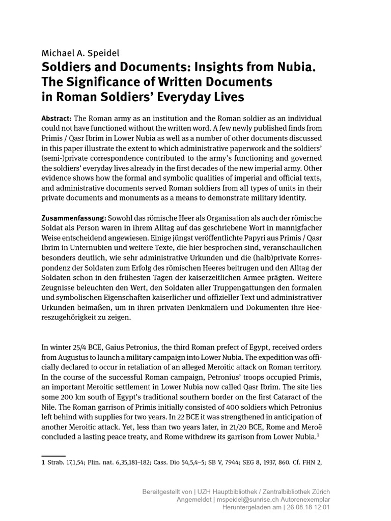 Soldiers and Documents Insights From Nub | PDF | Ancient Rome | Ancient Europe