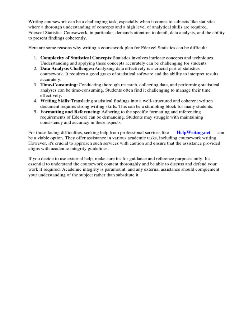 Edexcel Statistics Coursework Plan | PDF | Statistics | Spearman's Rank Correlation Coefficient