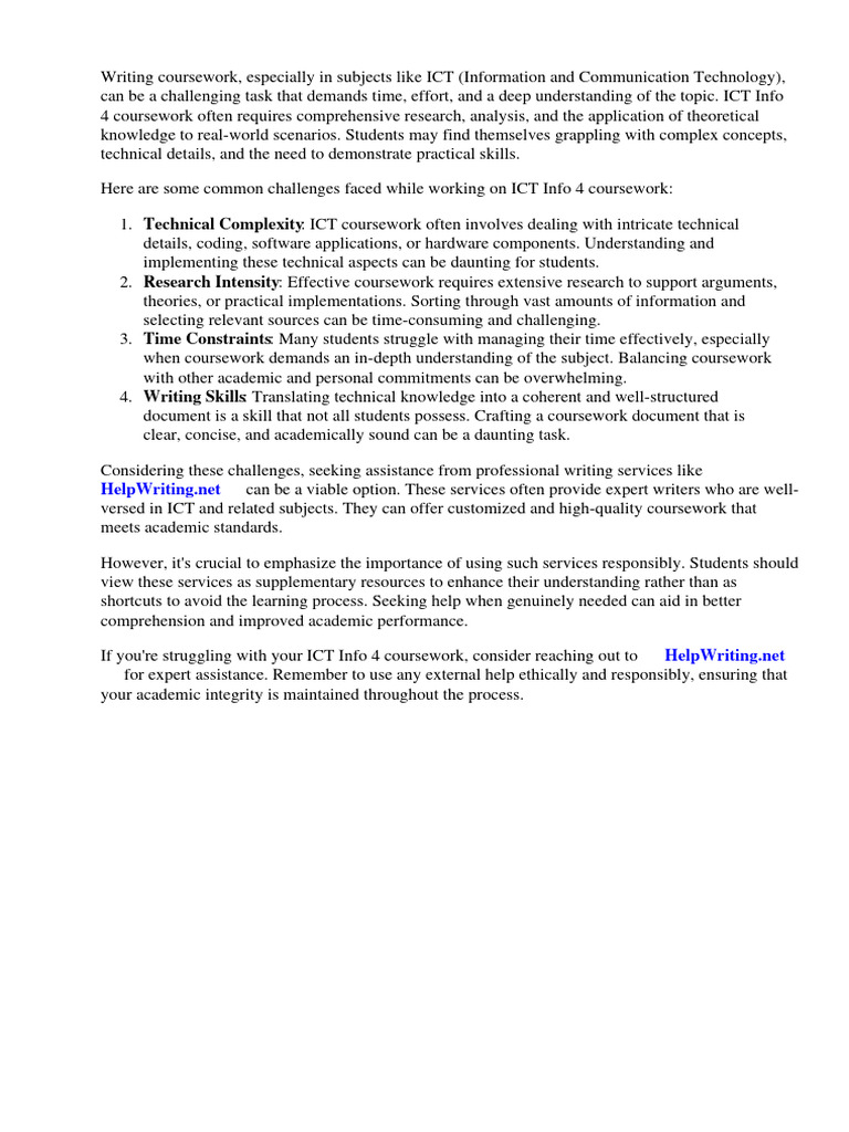 Ict Info 4 Coursework Example | PDF | Internet | Spreadsheet