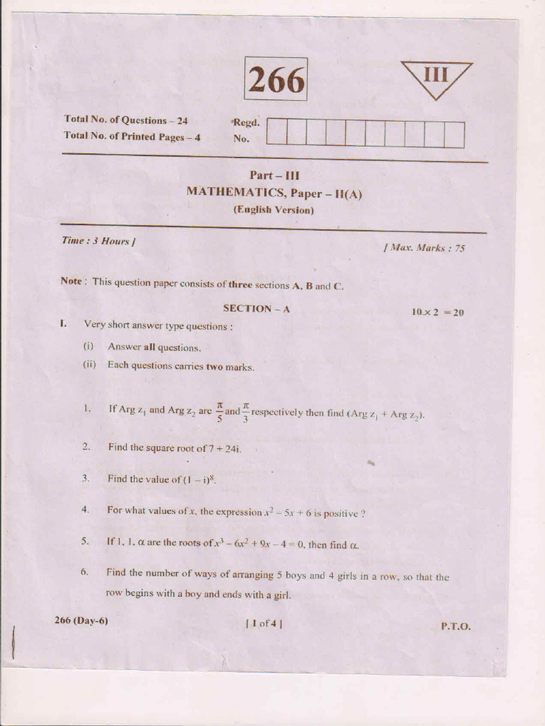 Mathematics IIA (EM) 1 | PDF