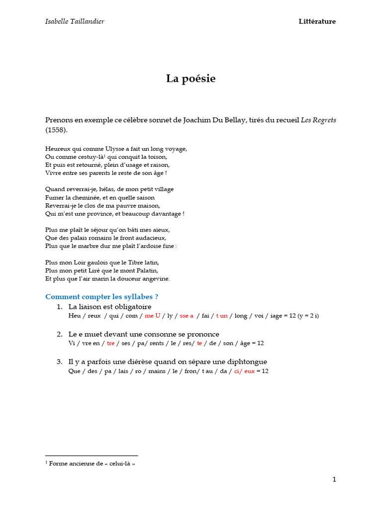 Introduction à la poésie et au sonnet | PDF | Art | Poésie