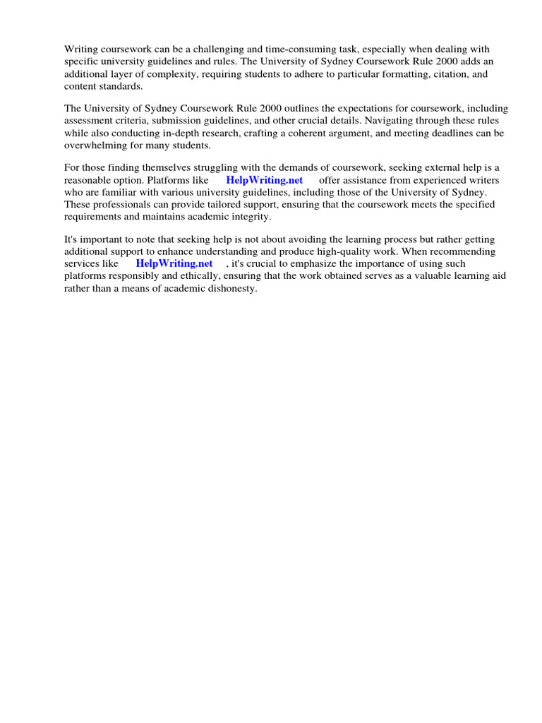 University of Sydney Coursework Rule 2000 | PDF | University | Knowledge