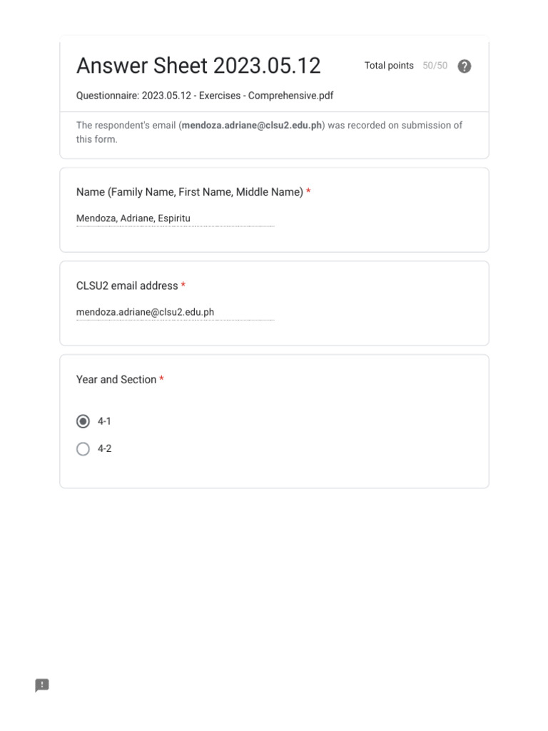 Answer Sheet 2023.05.12 | PDF
