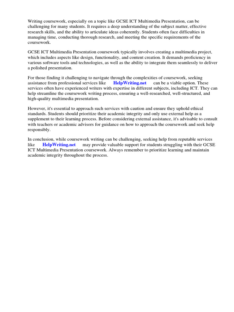 Gcse Ict Multimedia Presentation Coursework Pdf Educational Technology Software 