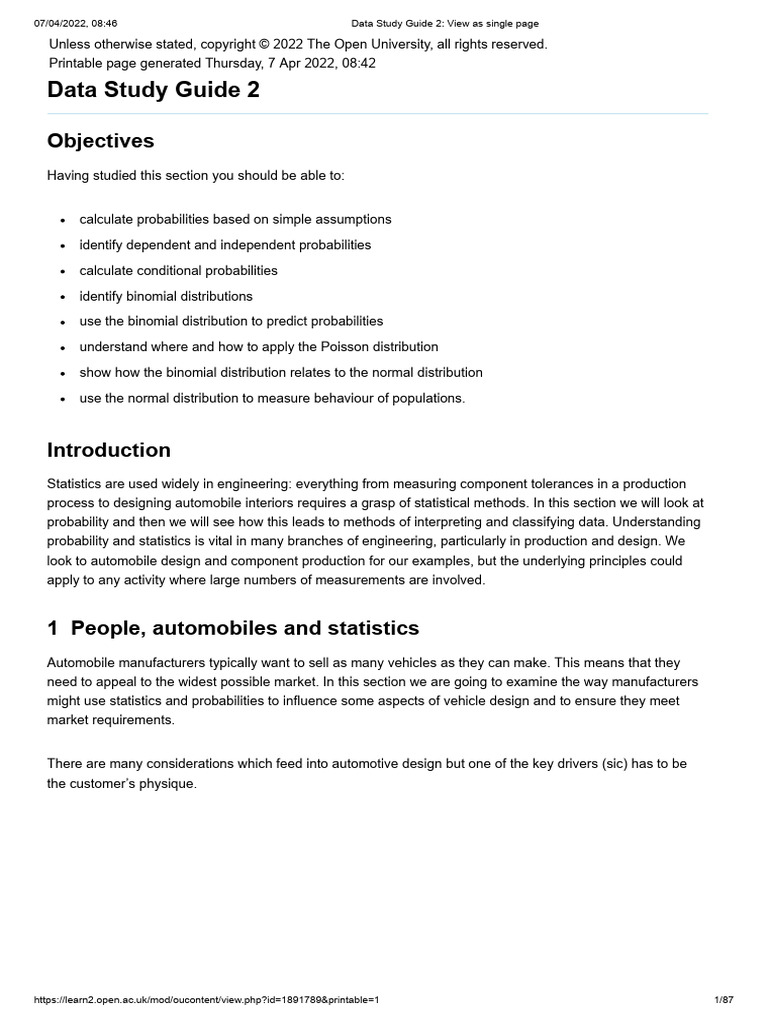 Data Study Guide 2 | PDF | Probability | Sampling (Statistics)