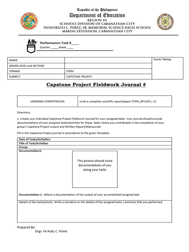 Capstone Project Fieldwork Journal Template | PDF | Methodology