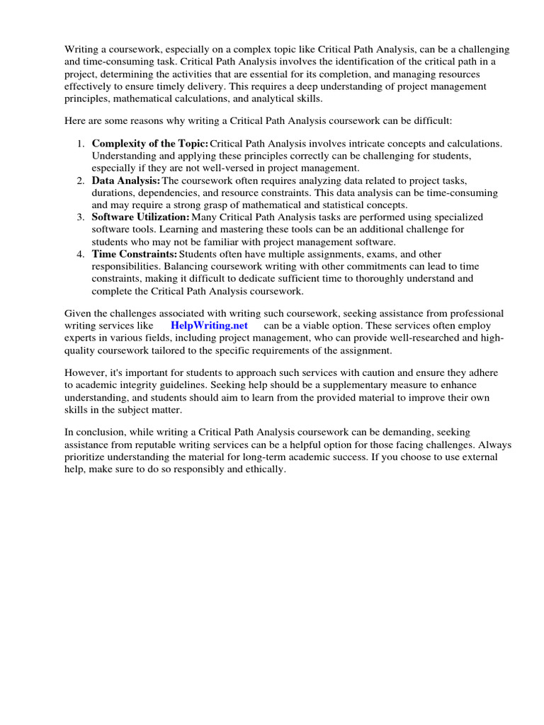 Critical Path Analysis Coursework | PDF | Project Management Critical Path Analysis Coursework | PDF | Project Management