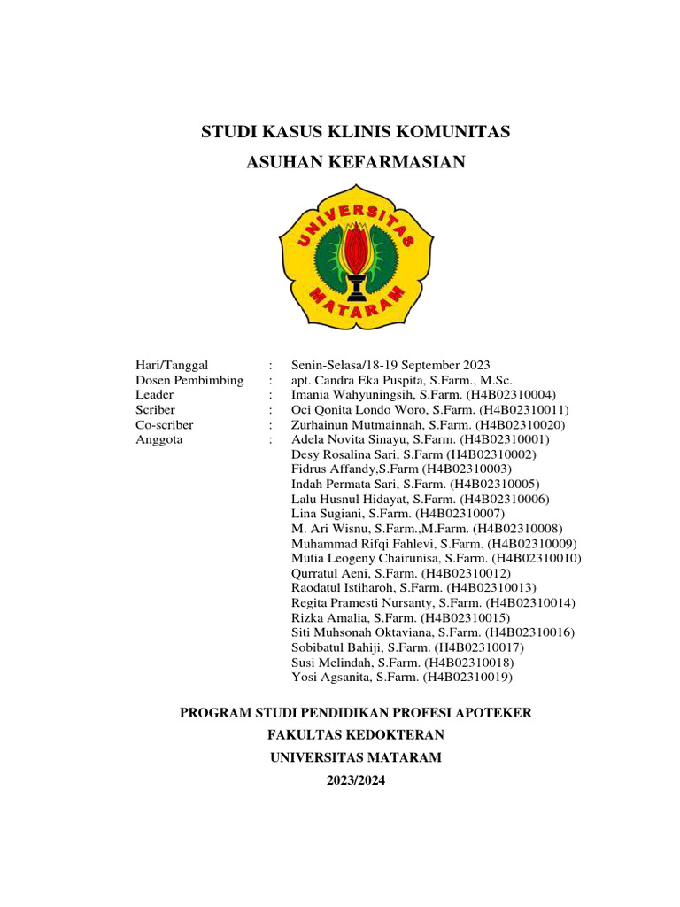 Laporan Kasus Klinis Komunitas (Asuhan Kefarmasian) | PDF