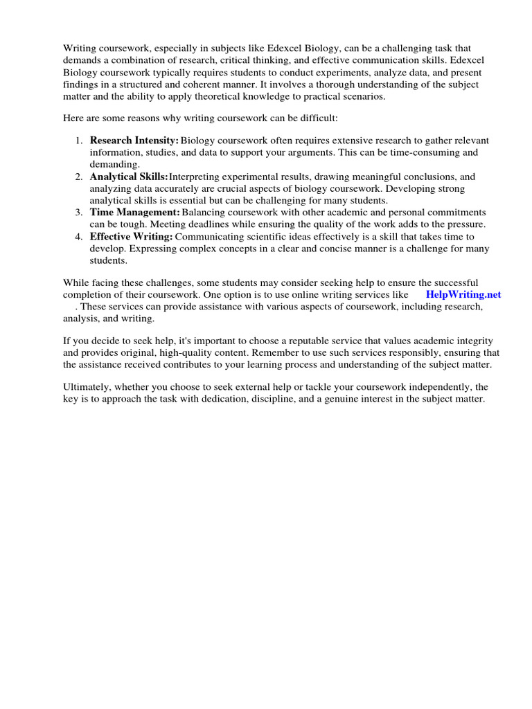 Edexcel Biology As Coursework Examples | PDF | Gce Advanced Level ...