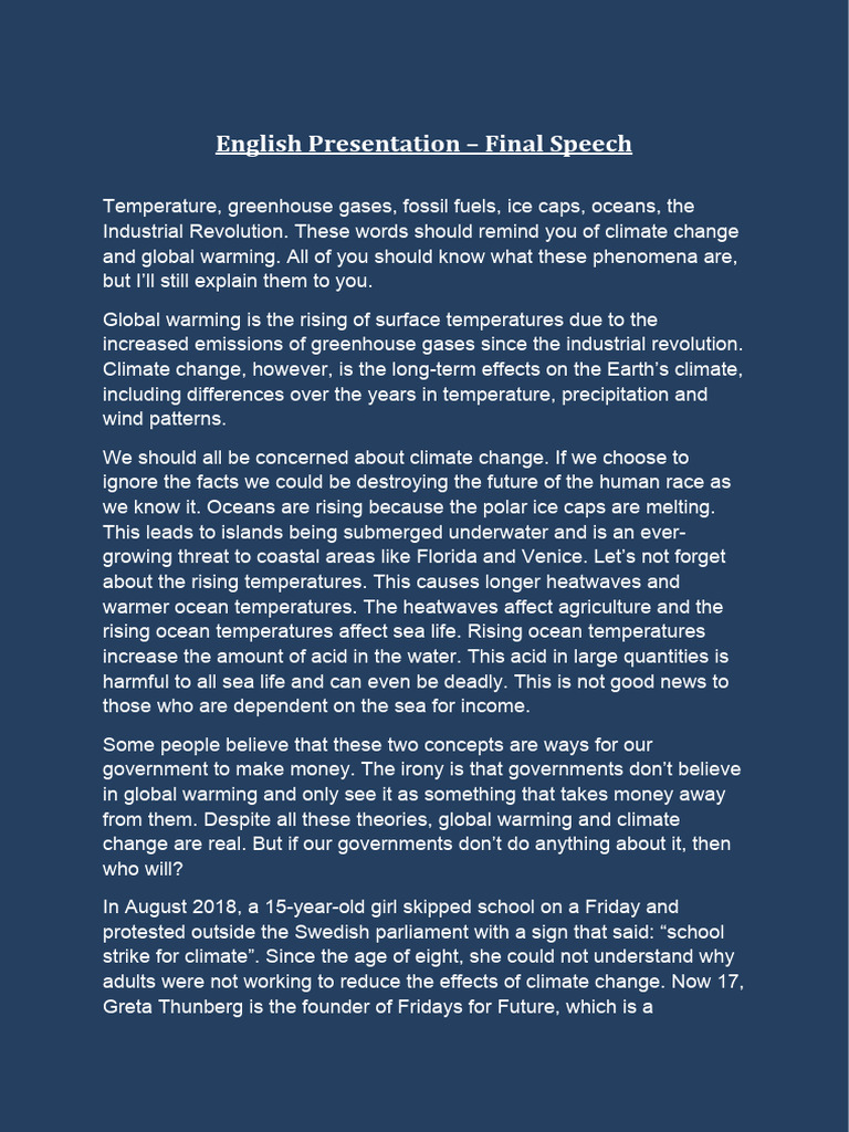 Greta Thunberg Final Speech | PDF