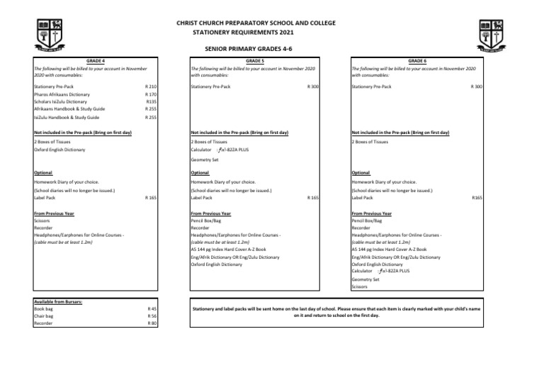 Grade 4-6 Stationary | PDF