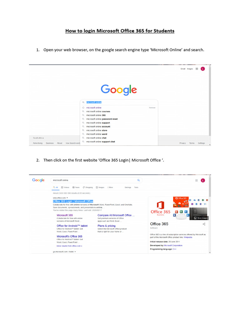 How To Login Microsoft Office 365 For Students | PDF