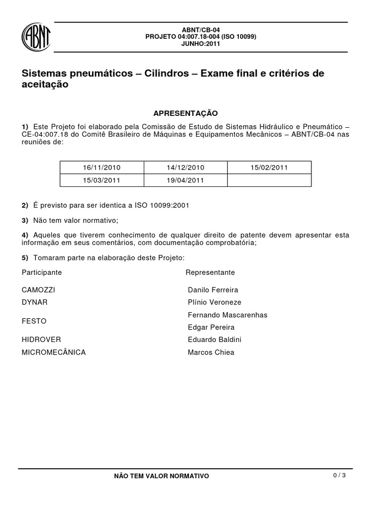 ABNT - Sistemas Pneumáticos | PDF