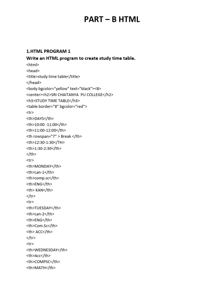 HTML Lab Final Programs | PDF