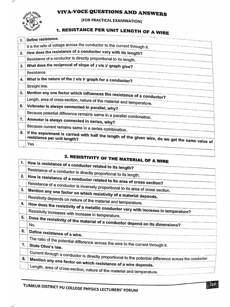 Physics Viva Questions | PDF