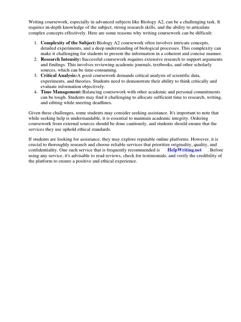 Biology A2 Coursework Ideas | PDF | Critical Thinking | Gce Advanced ...