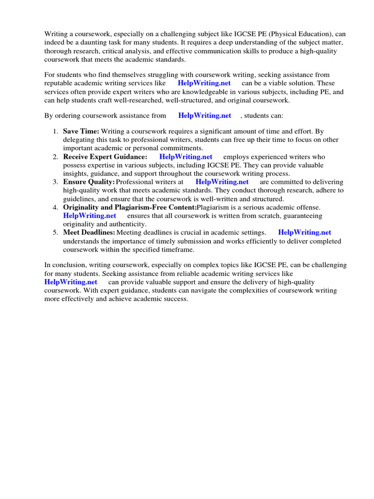 Igcse Pe Coursework Samples | PDF | Sports | Worksheet