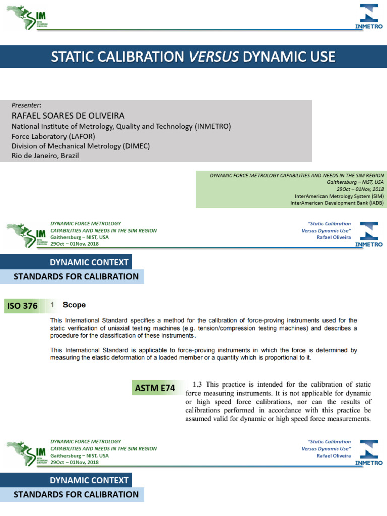 SIM - NIST2018 - What Is Dynamic - Rafael | PDF | Calibration | Metrology