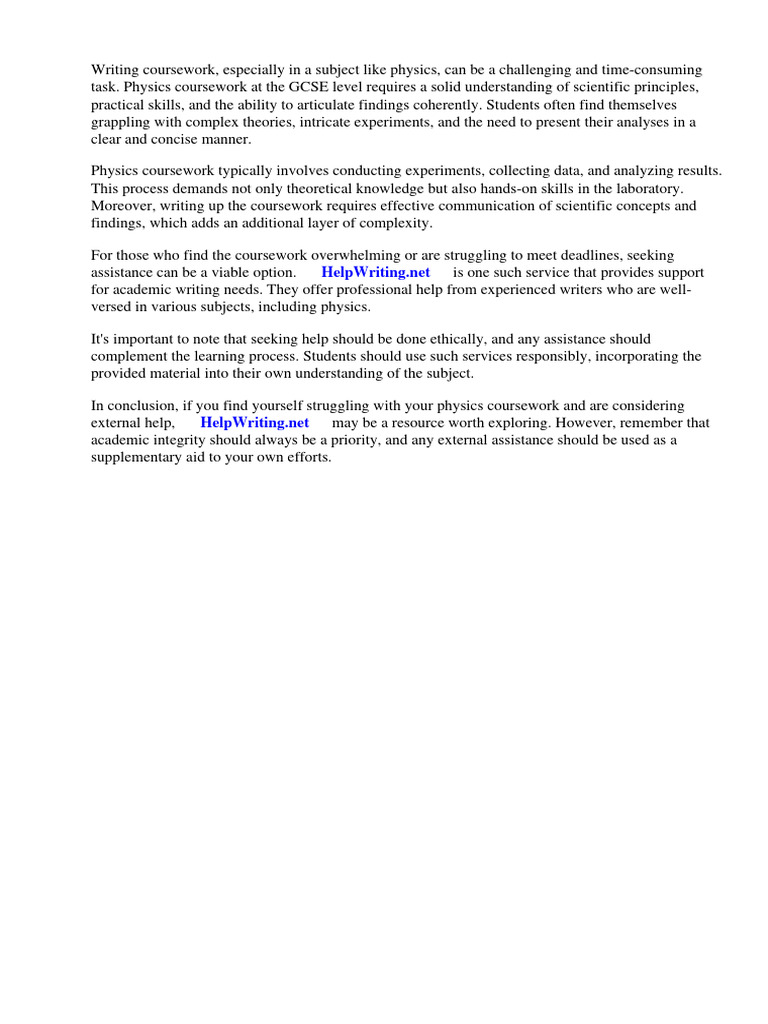 GCSE Physics Coursework Writing Guide | PDF | Physics | Theory
