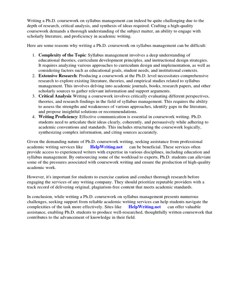 PHD Course Work Syllabus Management | PDF | Matrix (Mathematics ...