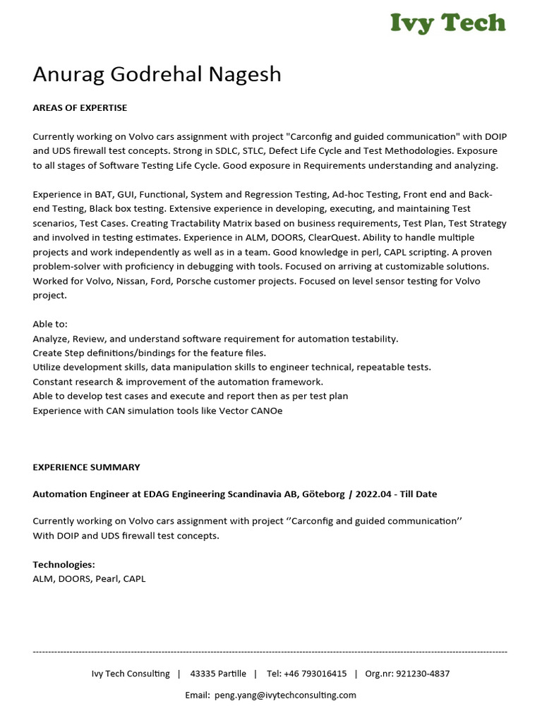 Anurag CV | PDF | Automation | Specification (Technical Standard)