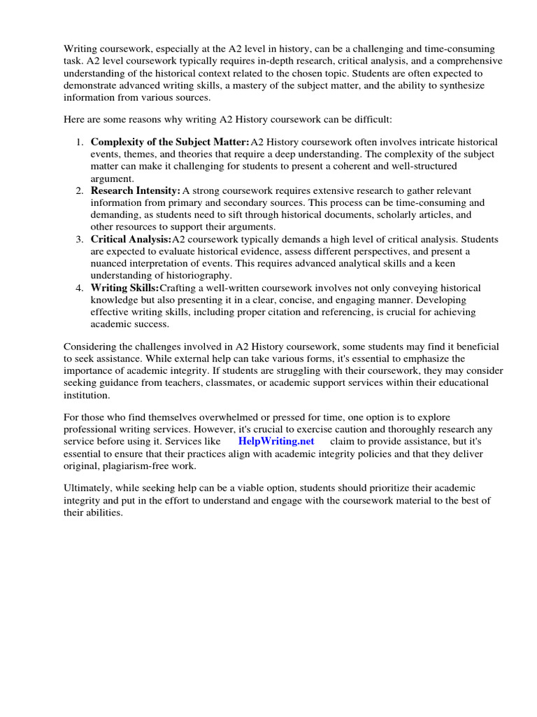 A2 History Coursework Examples | PDF | Critical Thinking | Gce Advanced ...